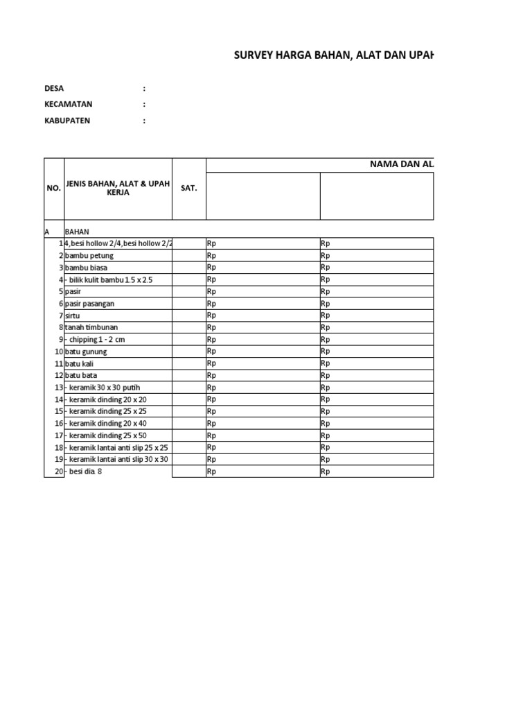 Form. Survey Harga | PDF