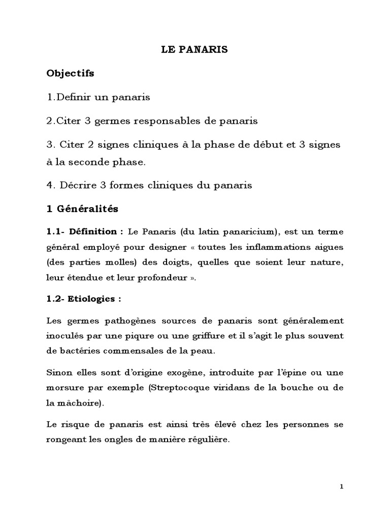 Comprendre le panaris et ses formes | PDF | Maladies et troubles ...