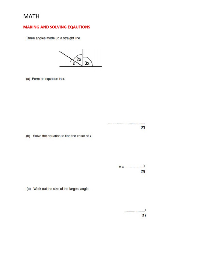 Math Worksheet | PDF | Teaching Methods & Materials | Science & Mathematics