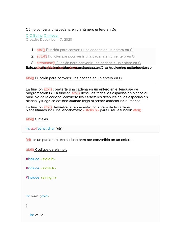 Cómo Convertir Una Cadena en Un Número Entero en Do | Descargar gratis ... Cómo Convertir Una Cadena en Un Número Entero en Do | Descargar gratis ...