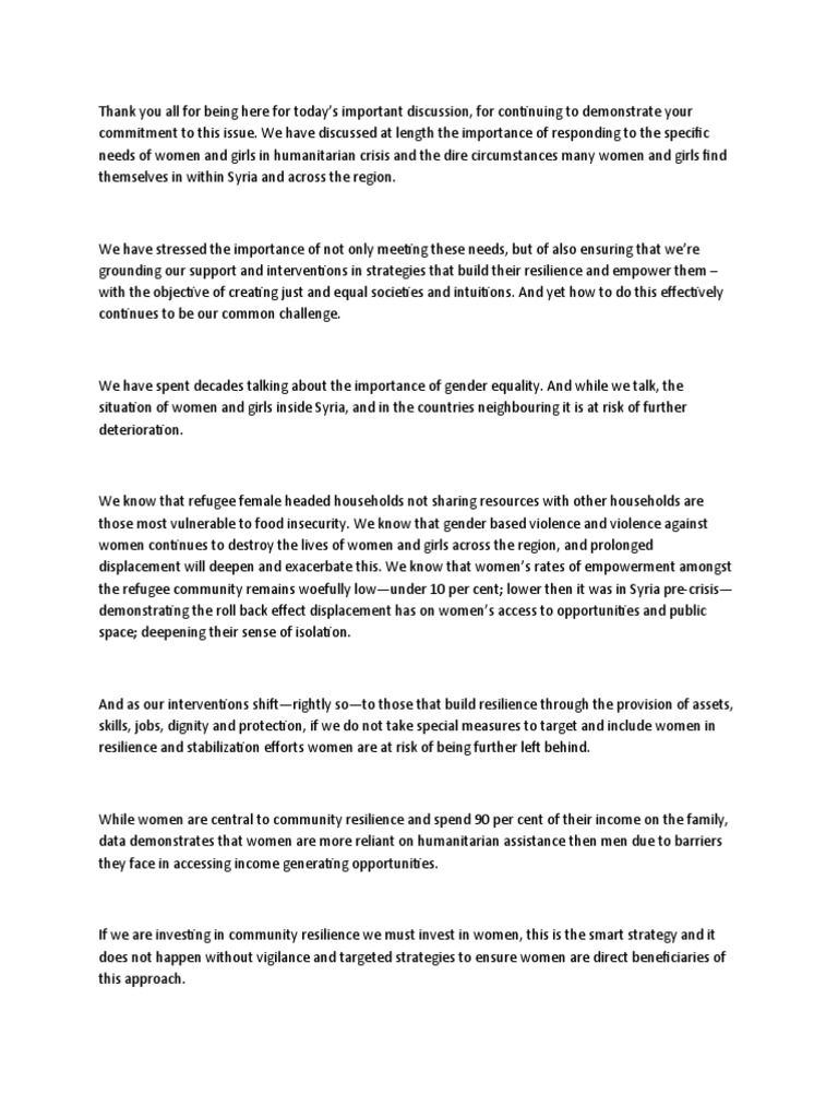 Speech | PDF | Gender Studies | Gender Equality