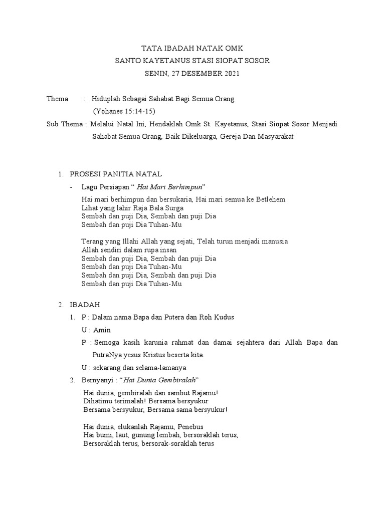 Tata Ibadah Natak Omk | PDF