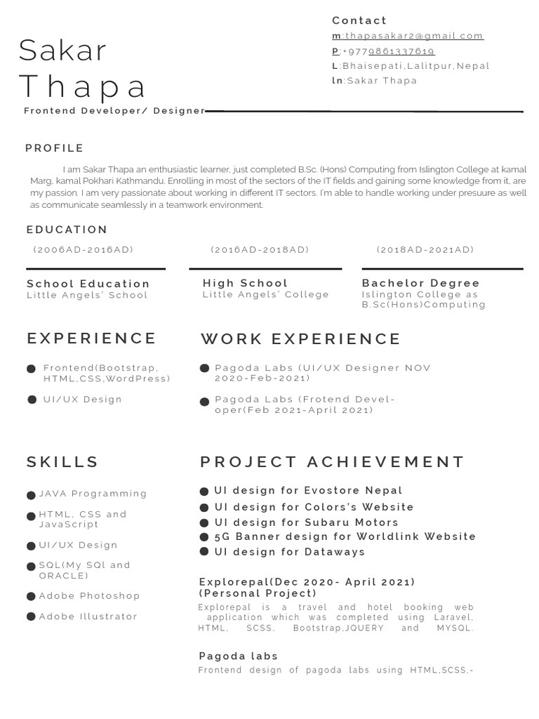 CV Sakar Thapa | PDF | Web Development | Software Engineering