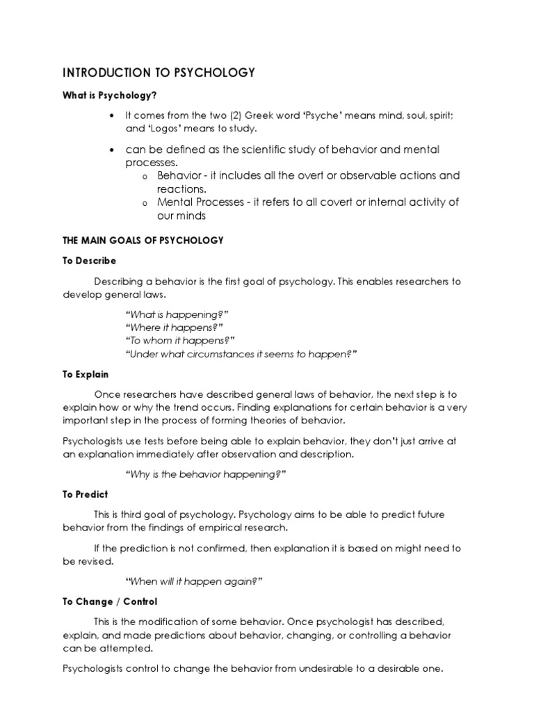 Introduction To Psychology | PDF | Psychology | Clinical Psychology