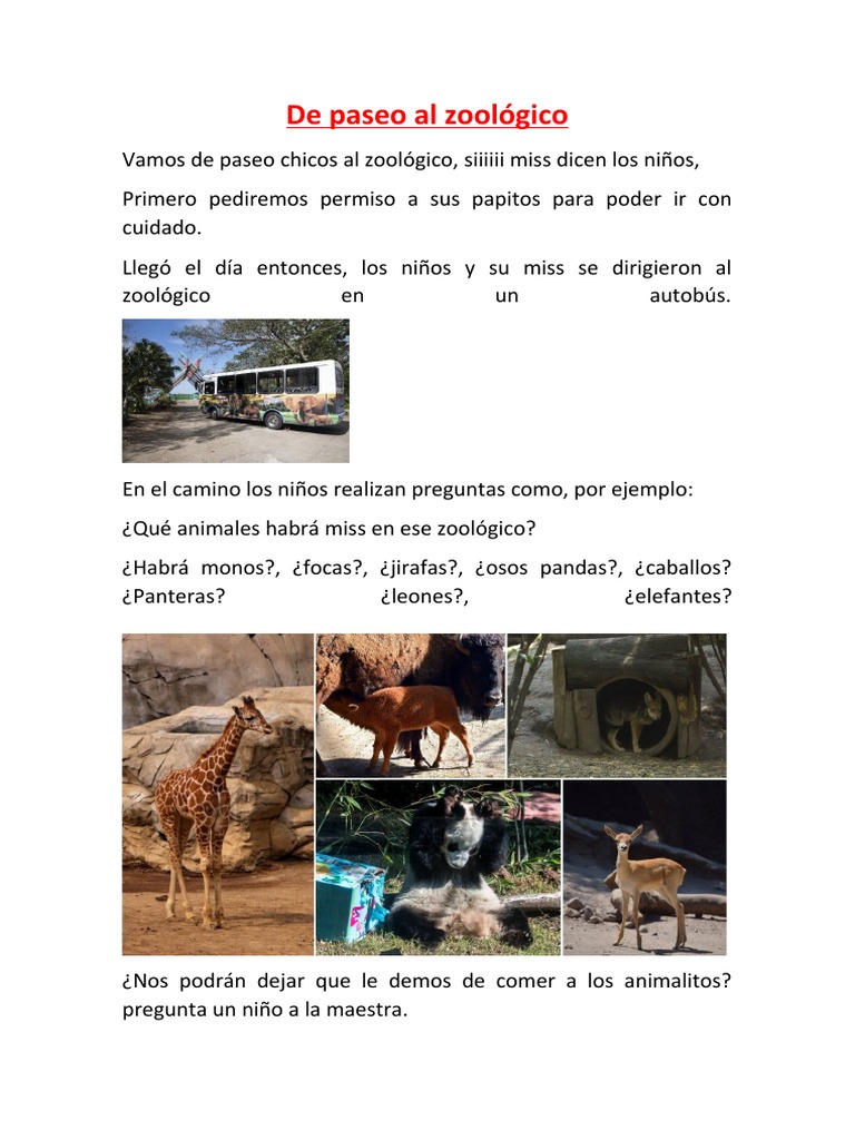 De Paseo Al Zoológico | PDF | Artes del Lenguaje y Comunicación