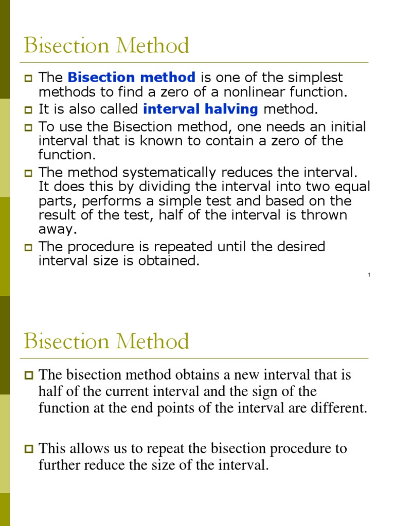 Bisection Method Interval Halving | PDF | Applied Mathematics ...