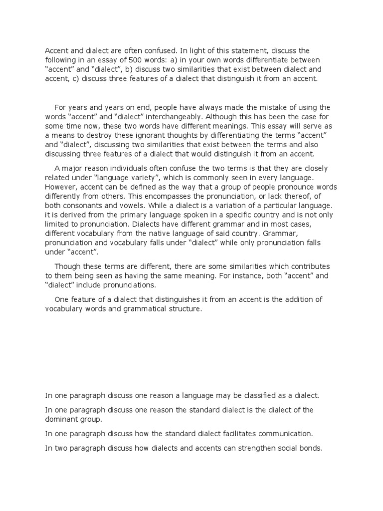 Accent and Dialect Are Often Confused | PDF