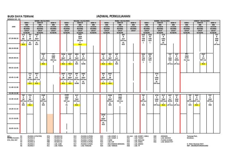 Jadwal Perkuliahan Budi Daya Ternak | PDF