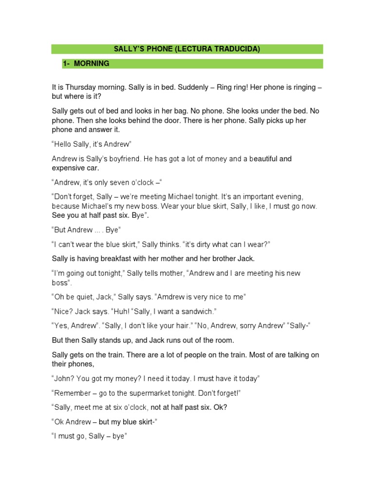 Sally's Phone Texto Traducido | PDF