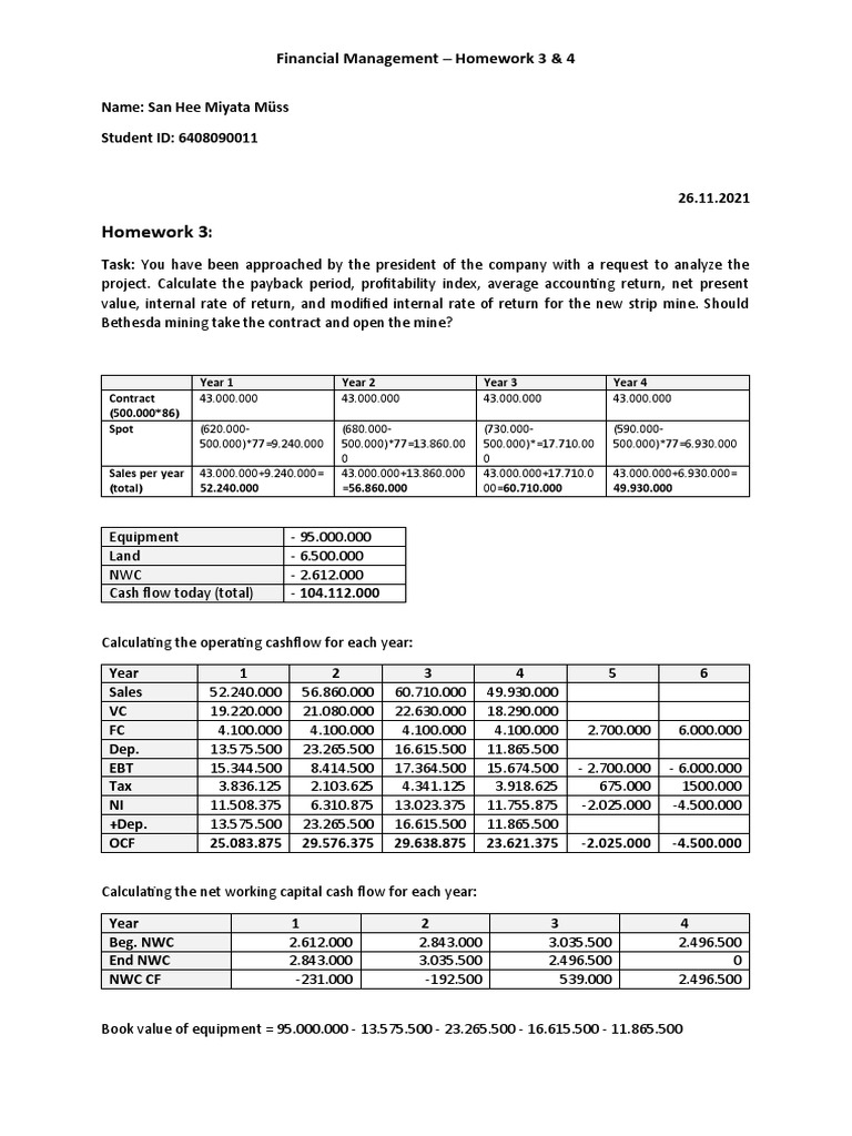 Financial Management Homework Analysis | PDF | Internal Rate Of Return ...