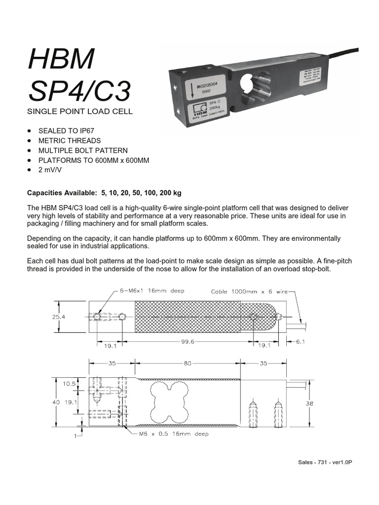 HBM SP4/C3: Single Point Load Cell | PDF | Electromagnetism | Electricity
