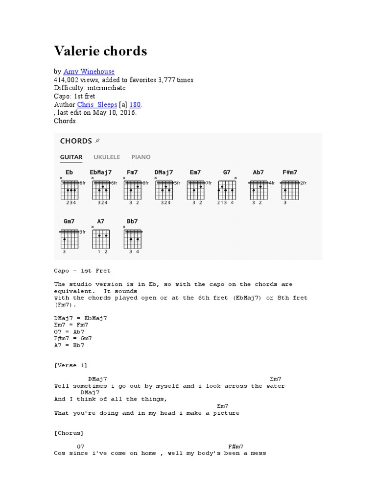 Acordes De Guitarra Valerie Valerie Super Easy Guitar Tutorial | Amy