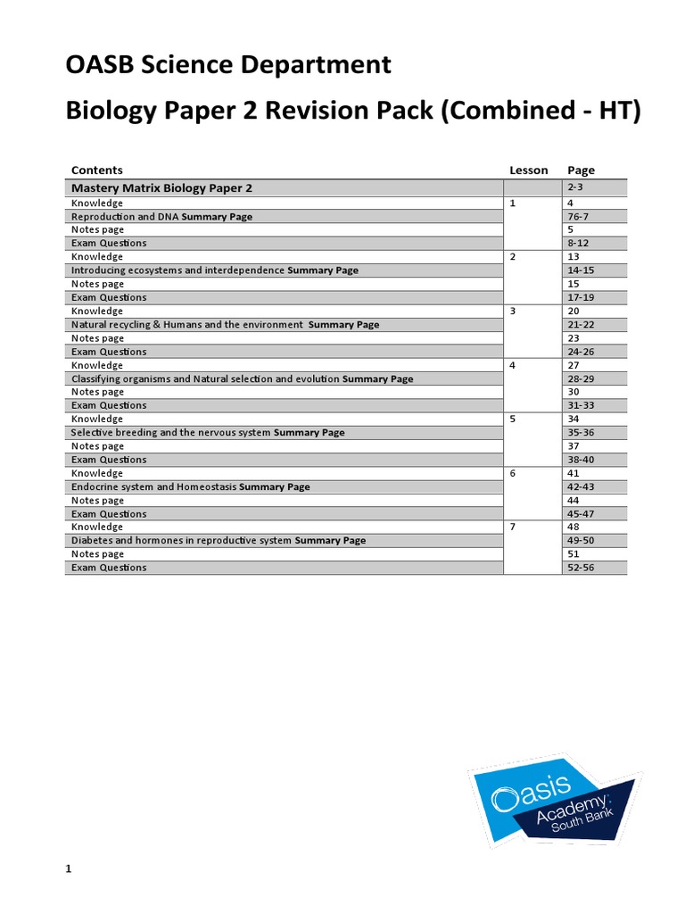 Biology Paper 2 Revision Guide | PDF | Ploidy | Sexual Reproduction