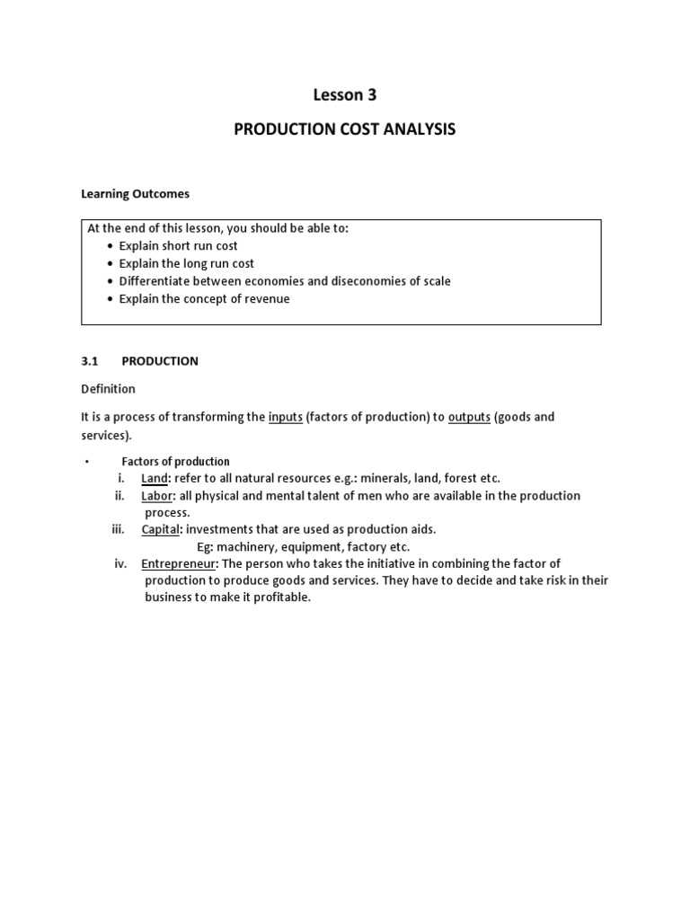 Production Cost Analysis Explained | PDF | Average Cost | Business ...