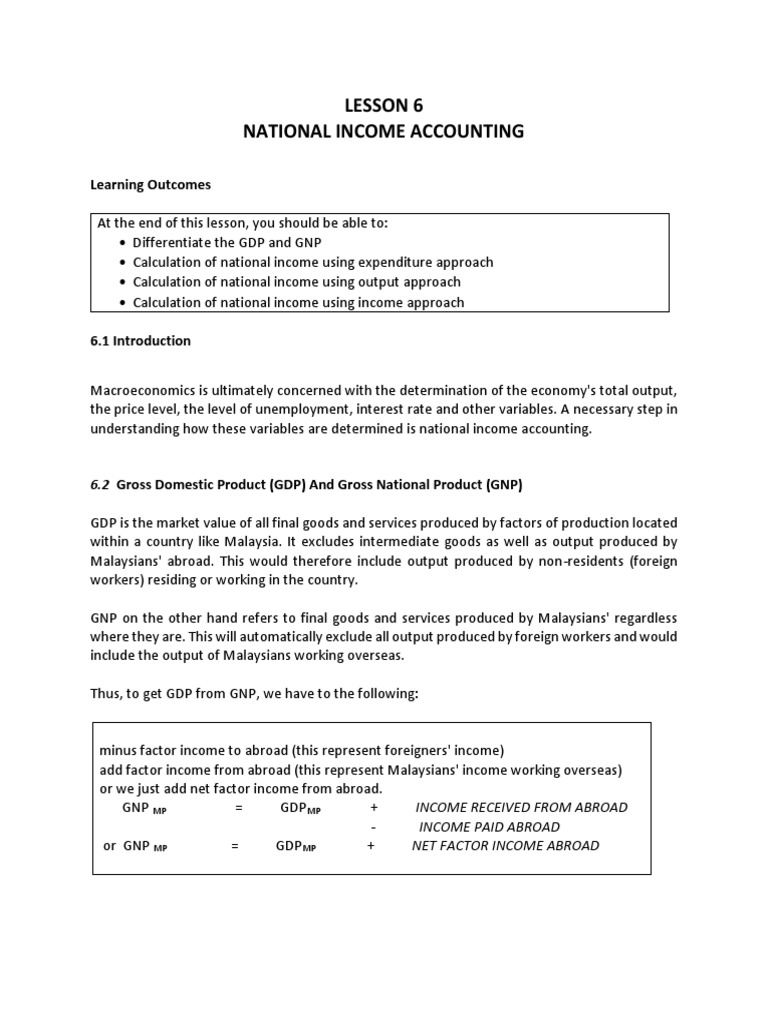 Lesson 6 National Income Accounting | PDF | Gross Domestic Product ...