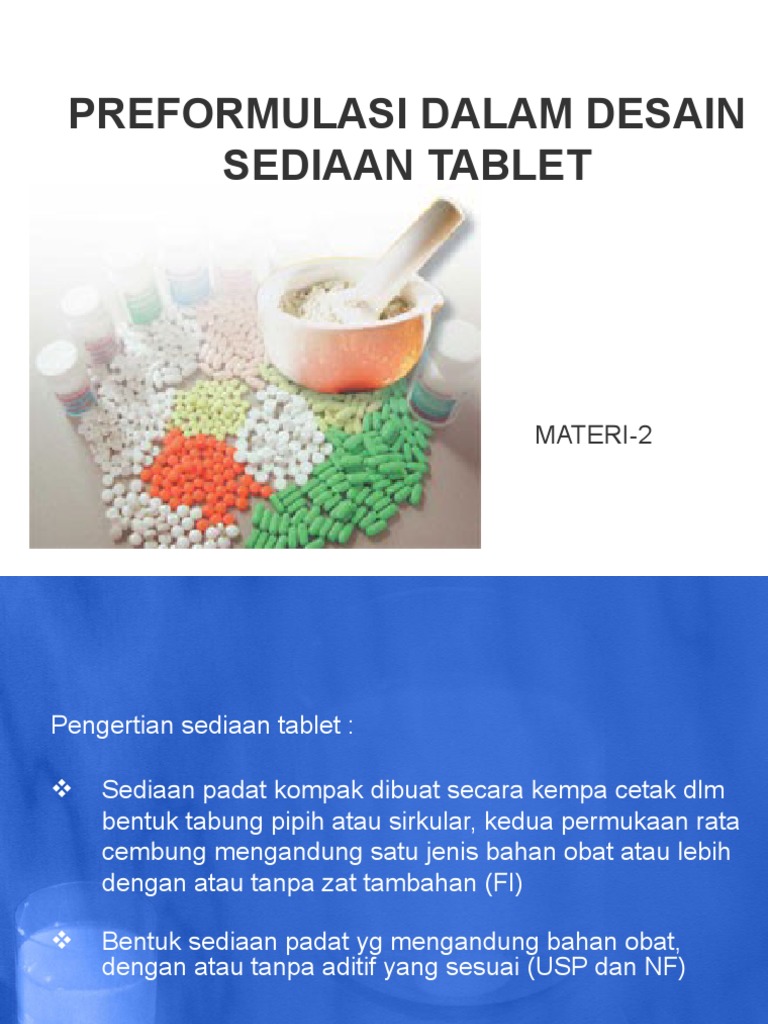 Preformulasi Dalam Desain Sediaan Tablet | PDF | Karier & Perkembangan