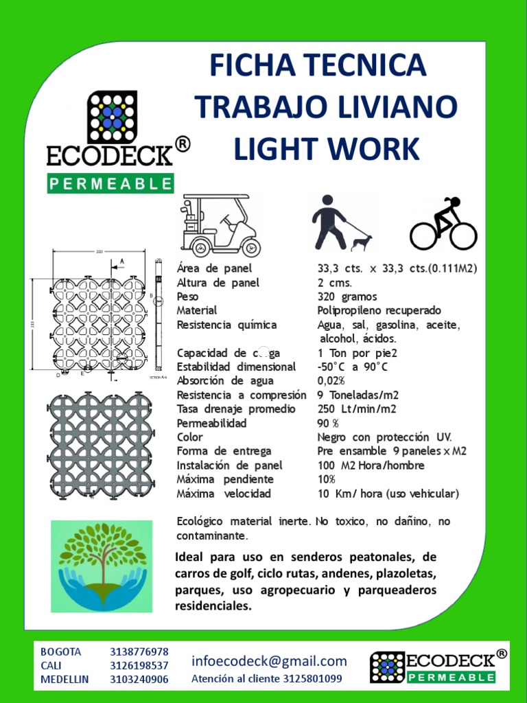 Ficha Tecnica Ecodeck Light Work | PDF | Agua | Química