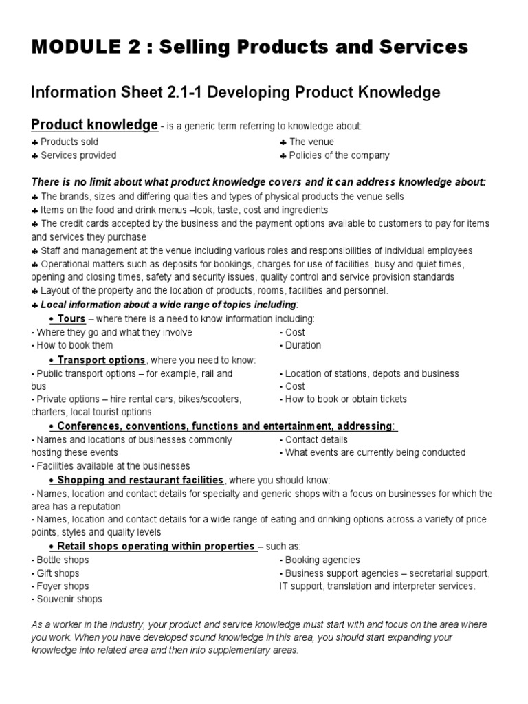 Developing Product Knowledge for Sales | PDF | Sales | Marketing