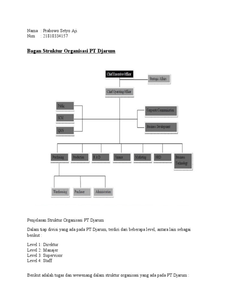 Bagan Struktur Organisasi PT Djarum | PDF
