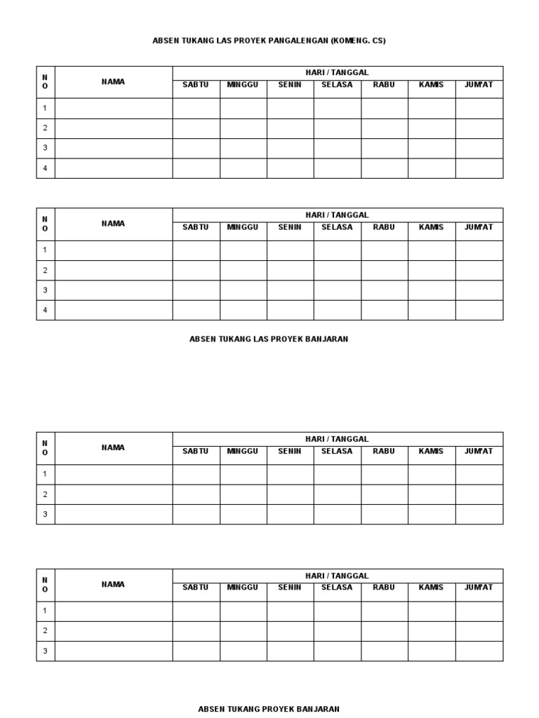 Absen Tukang Las Proyek | PDF