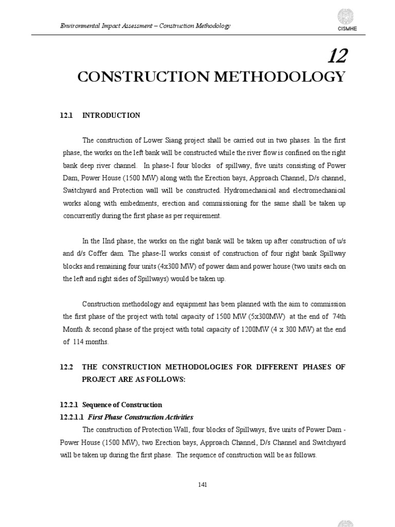 CH 12 - Construction Methodology | PDF | Dam | Spillway