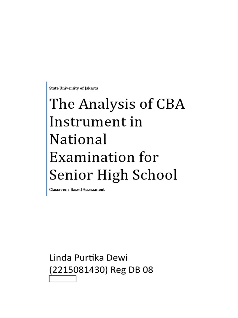 The Analysis of CBA Instrument in National Examination For Senior High ...