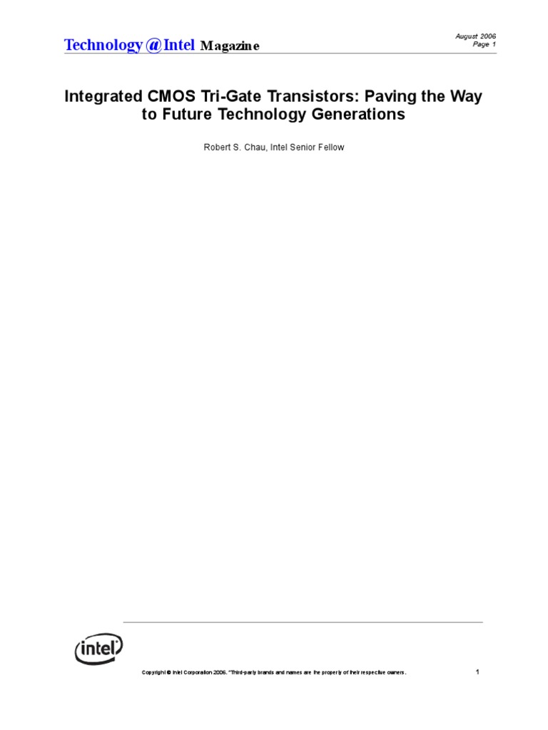 Integrated CMOS Tri-Gate Transistors | PDF | Mosfet | Cmos
