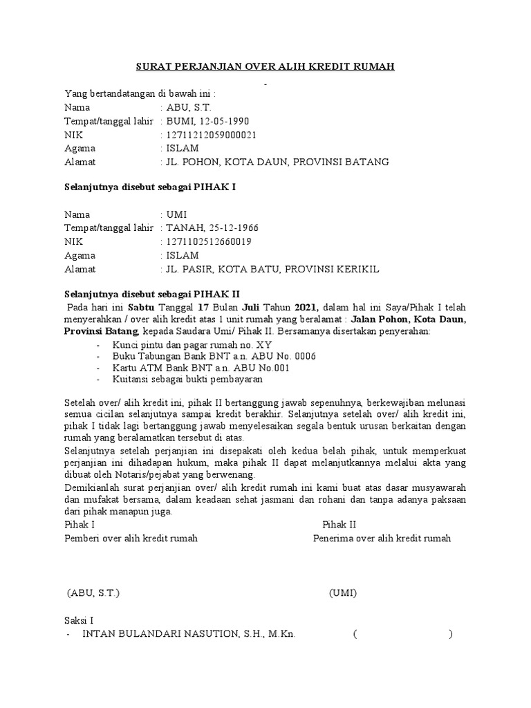 Contoh Akta Dibawah Tangan | PDF | Politik | Ilmu Sosial