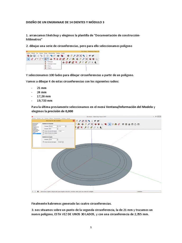 Diseño de Un Engranaje de 14 Dientes y Módulo 3 | PDF | Engranaje | Circulo