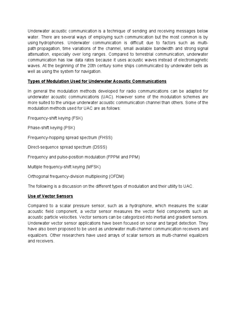 Underwater Acoustic Communication | PDF