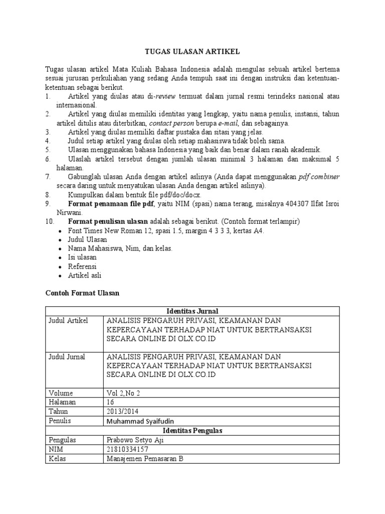 Tugas Ulasan Artikel | PDF