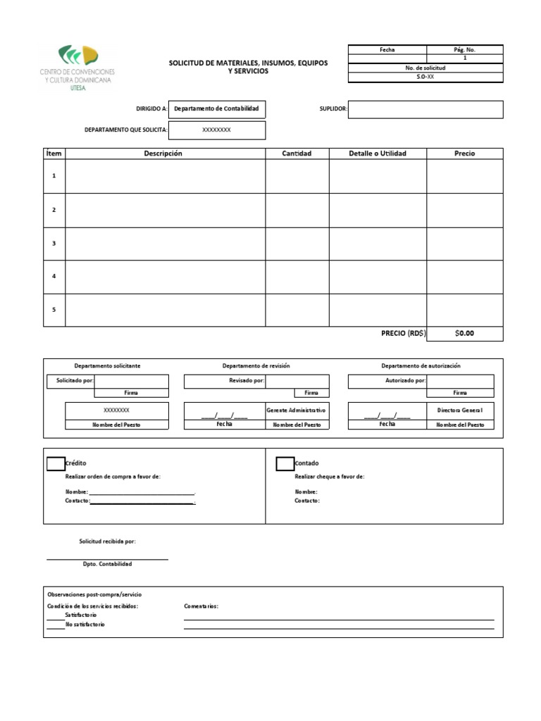 Formato de Solicitudes de Materiales e Insumos | PDF | Economias