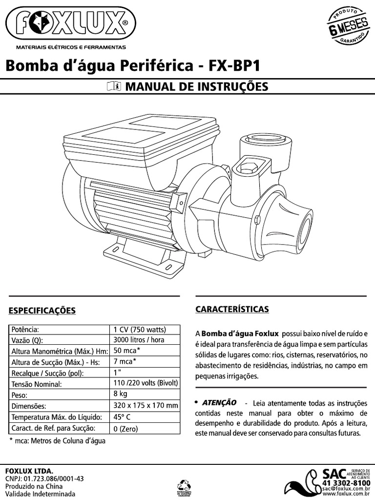 Manual Bomba Dagua Periferica 1cv | PDF