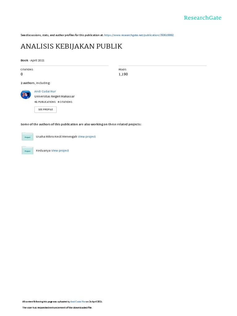 Analisis Kebijakan Publik: April 2021 | PDF