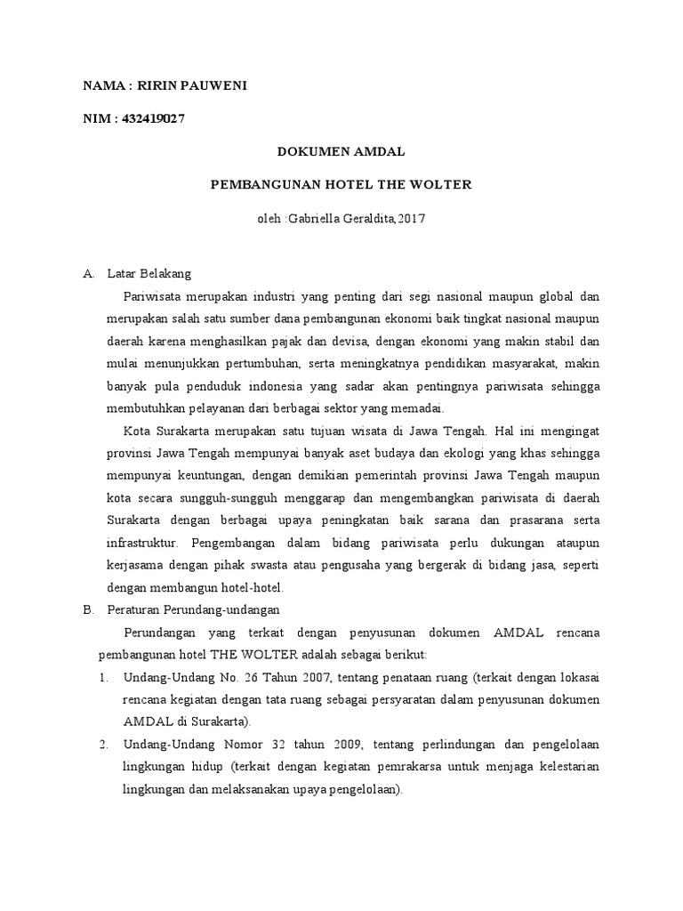 Dokumen Amdal Pariwisata | PDF | Griya & Taman