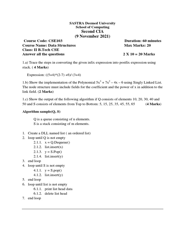 Second CIA (9 November 2021) | PDF | Applied Mathematics | Theoretical ...