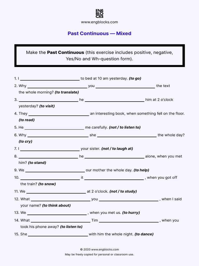 Past-Continuous-Mixed Tenses | PDF