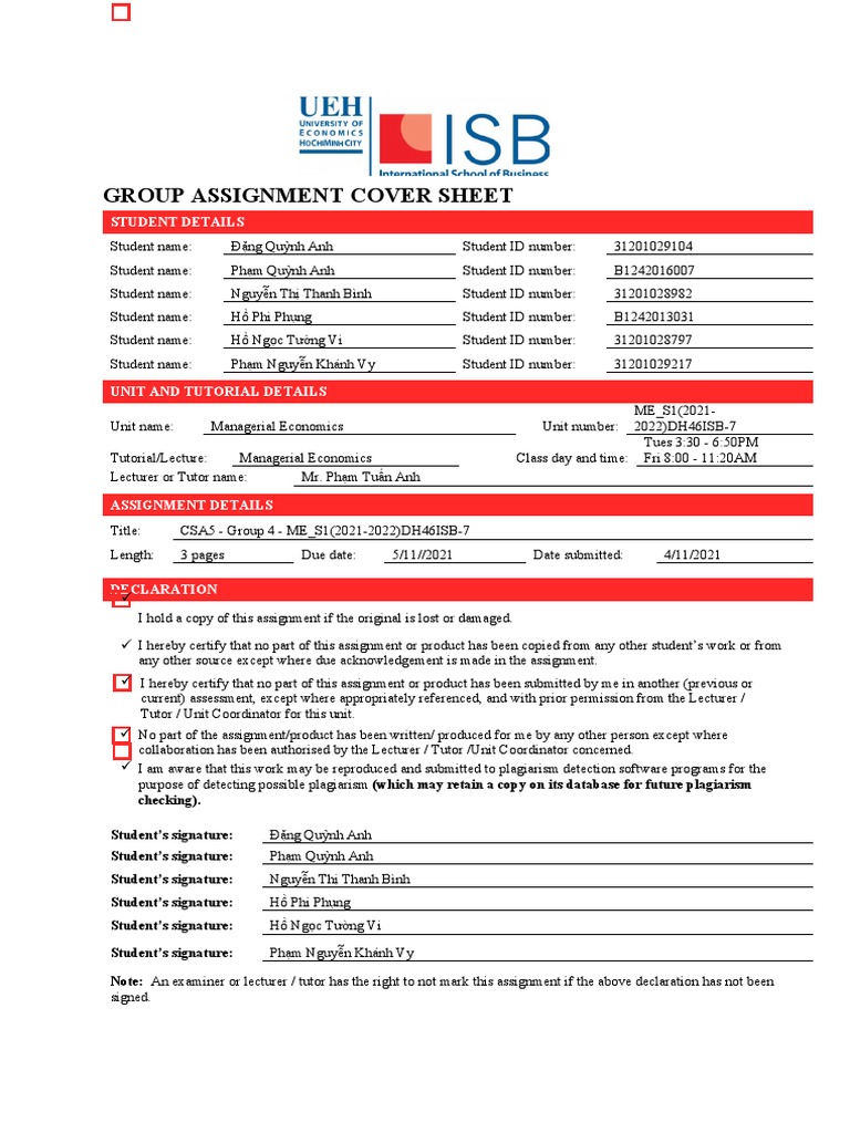 Group Assignment Cover Sheet and Production Function Questions | PDF