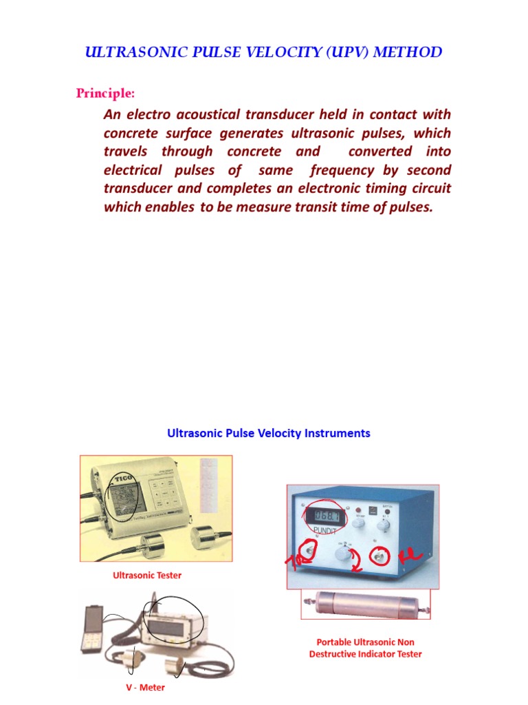 Ultrasonic Pulse Velocity (Upv) Method: Principle | PDF | Ultrasound ...