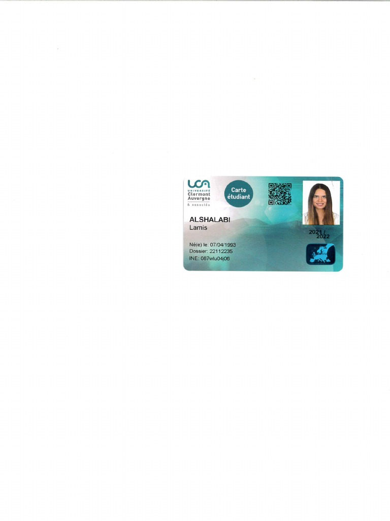 Alshalabi L Student Card | PDF