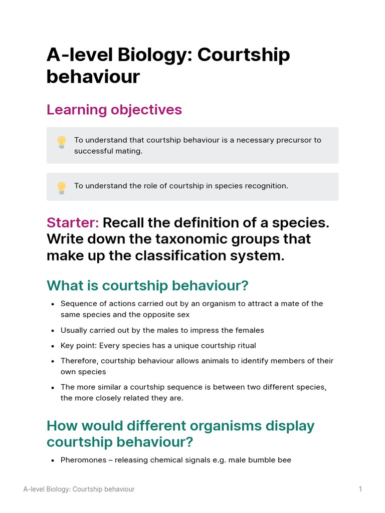 Courtship Behaviour in A-Level Biology | PDF | Species | Sex