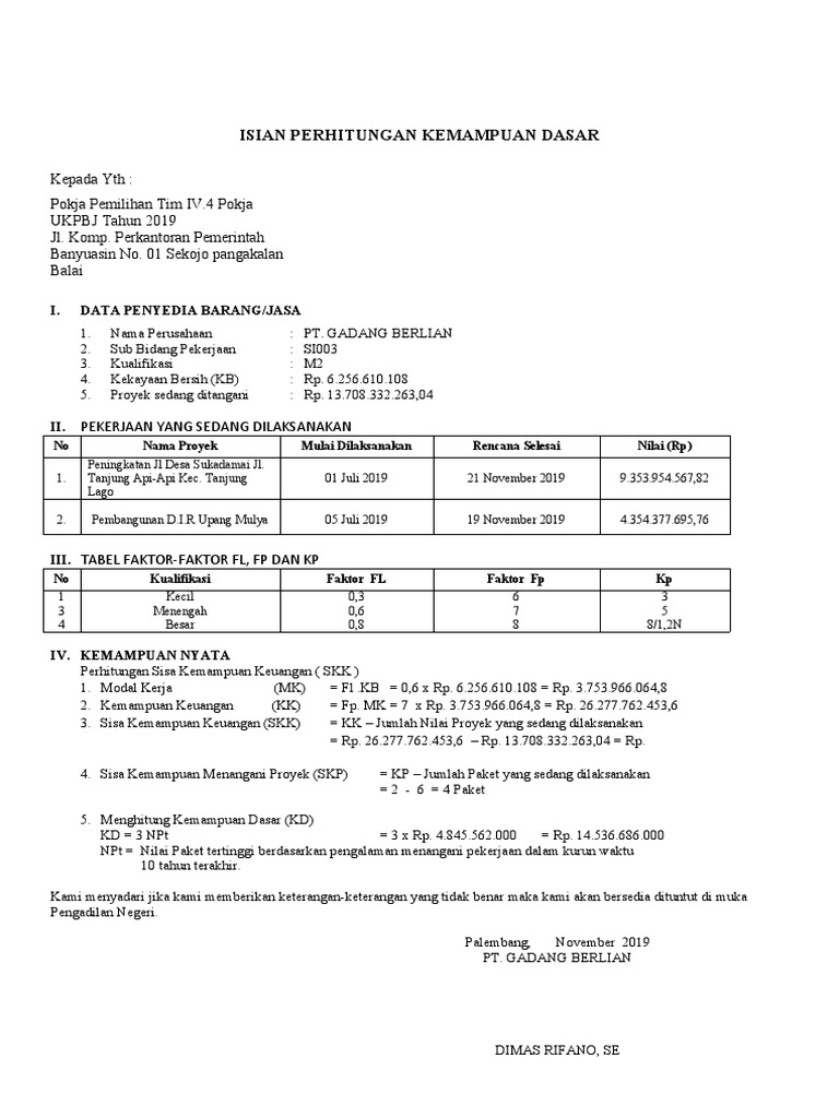 Perhitungan KD Dan SKN | PDF