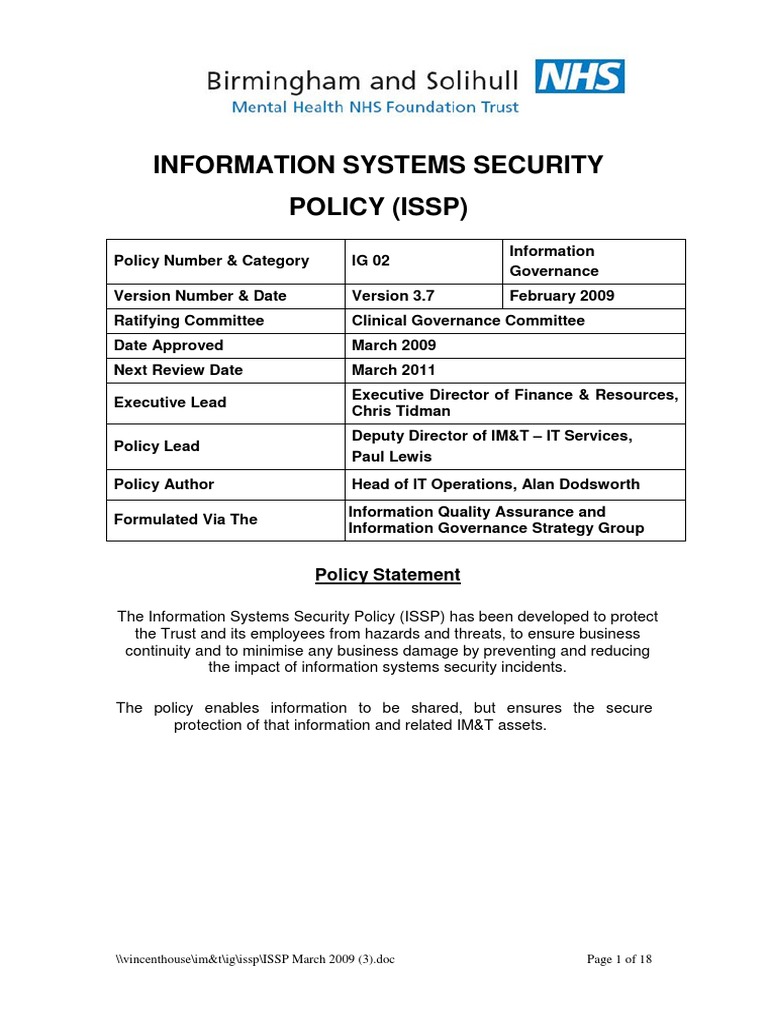 Information Systems Policy | PDF