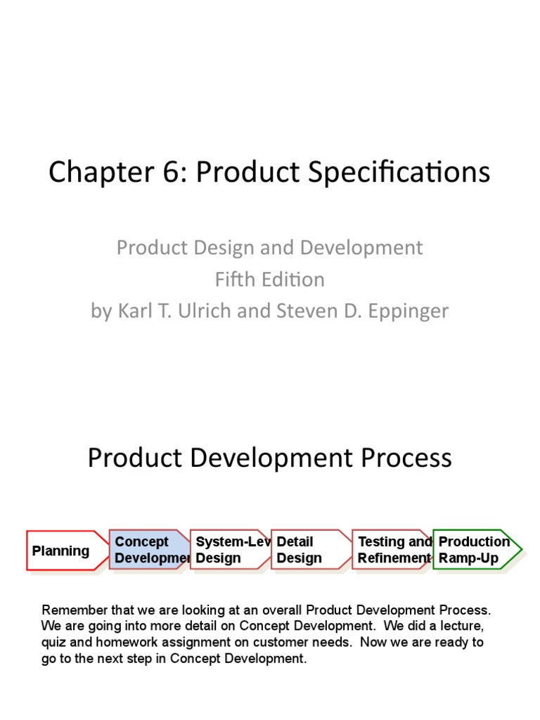 Chapter 6: Product Design Specifications | PDF