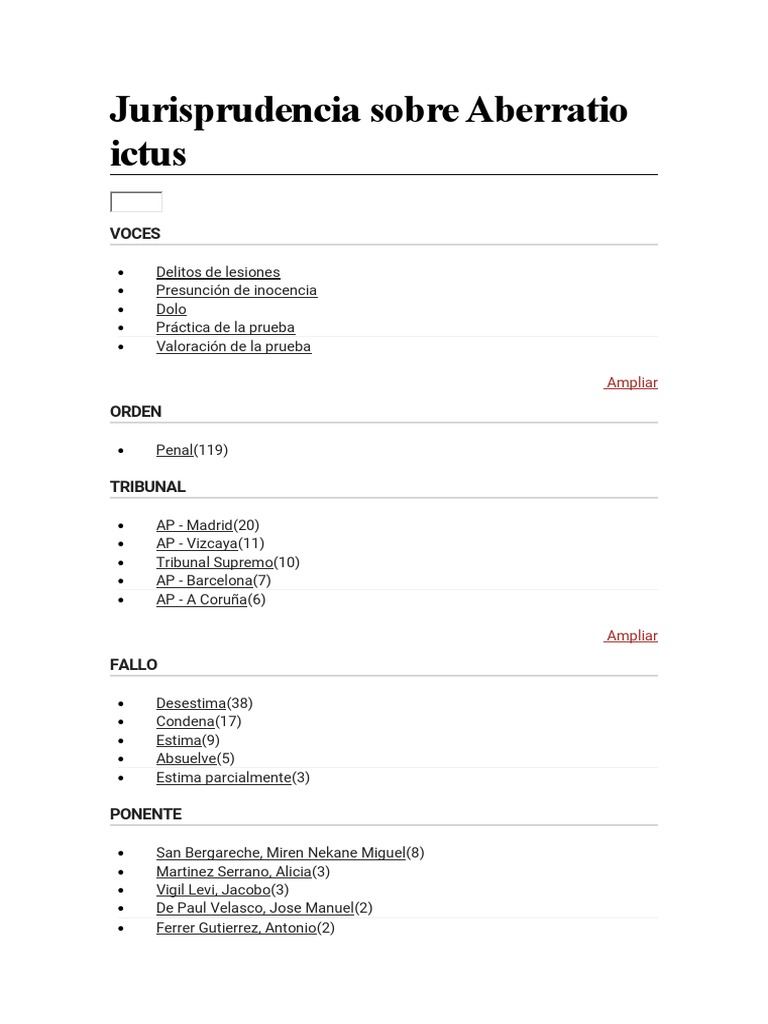 Jurisprudencia Sobre Aberratio Ictus | PDF | Sentencia (ley) | Gobierno