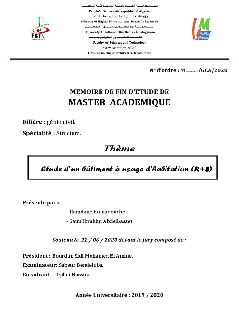 Mémoir Final PFE 2019-2020 | PDF | Béton armé | Béton