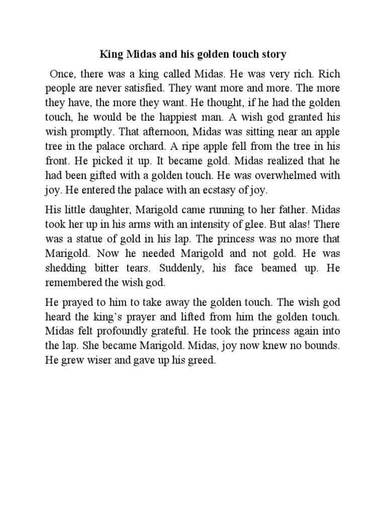 King Midas and His Golden Touch Story | PDF