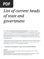 Current Heads of State and Government 2025 | PDF | Heads Of State ...