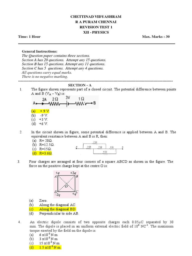 Time: 1 Hour Max. Marks: 30: All Questions Carry Equal Marks. There Is No Negative Marking | PDF ...