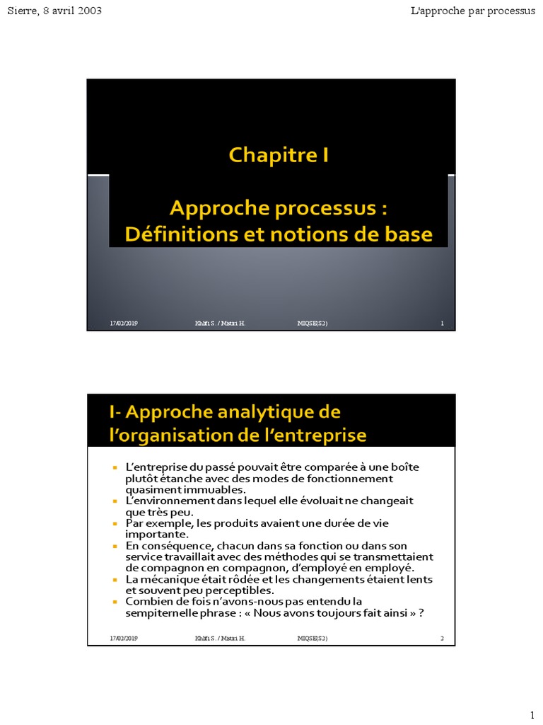 Approche par processus en entreprise | PDF | Management de la qualité | Gestion des ressources ...